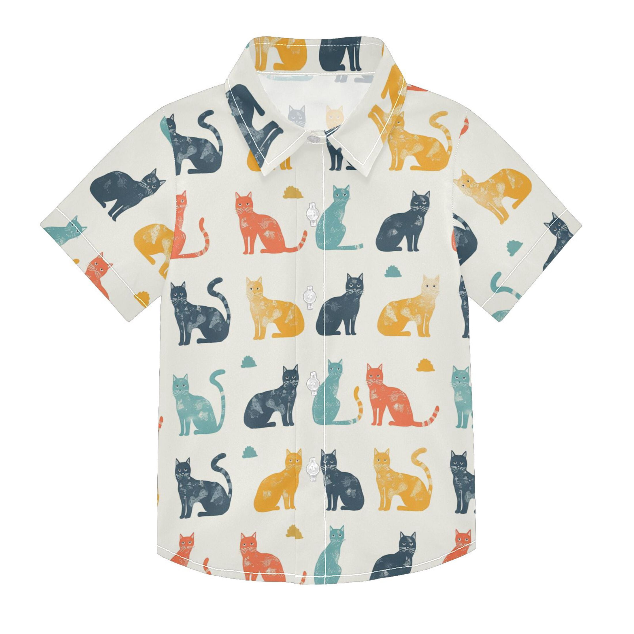 Dailycode Small Short Sleeve Button Down Shirts Various Pose Cats ...