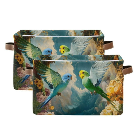 Dailycode Storage Bins with Handle Fabric Organizer Basket Foldable Box ...