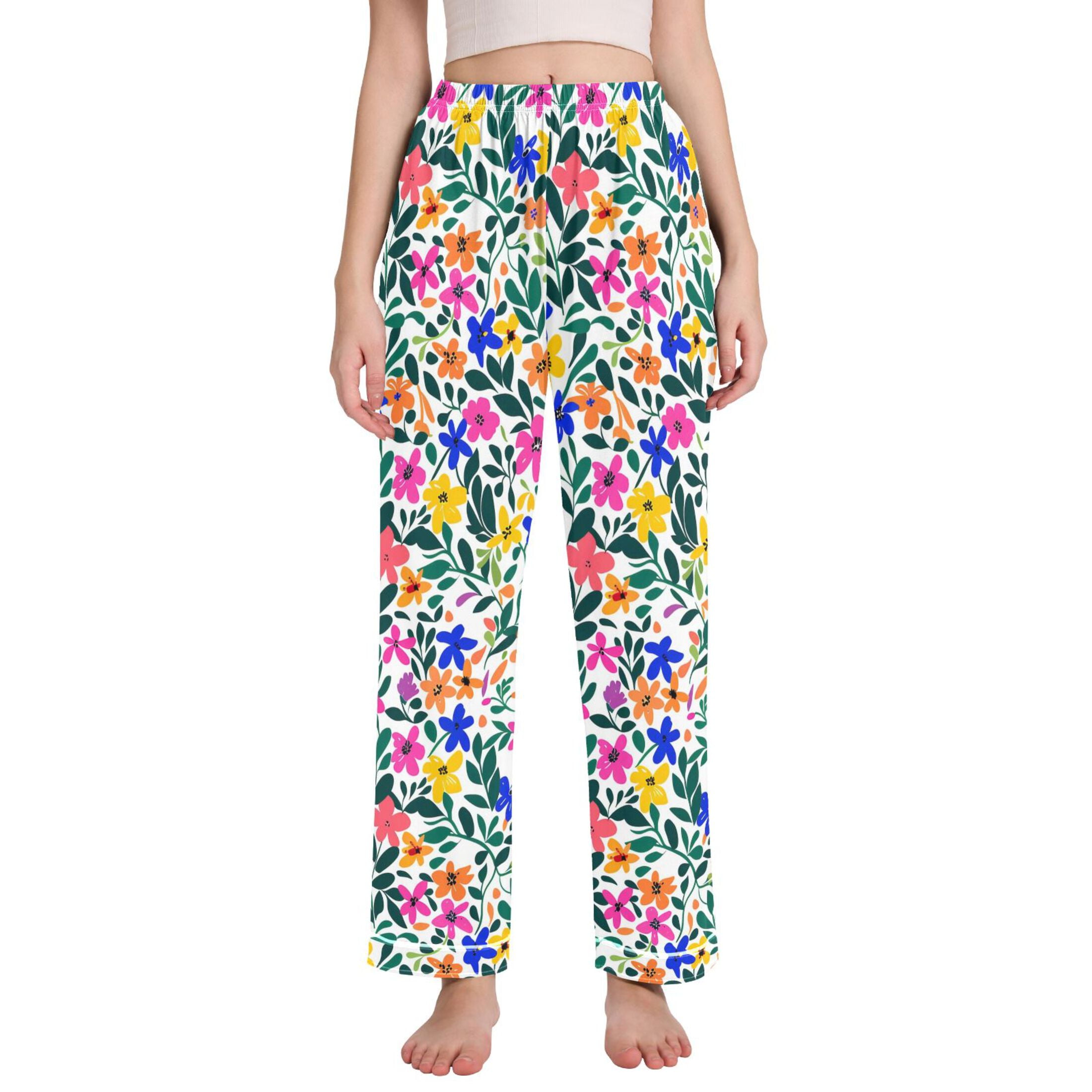 Dailycode Women's Pajama Pants Wide Leg Lounge Pj Bottoms With Pockets ...