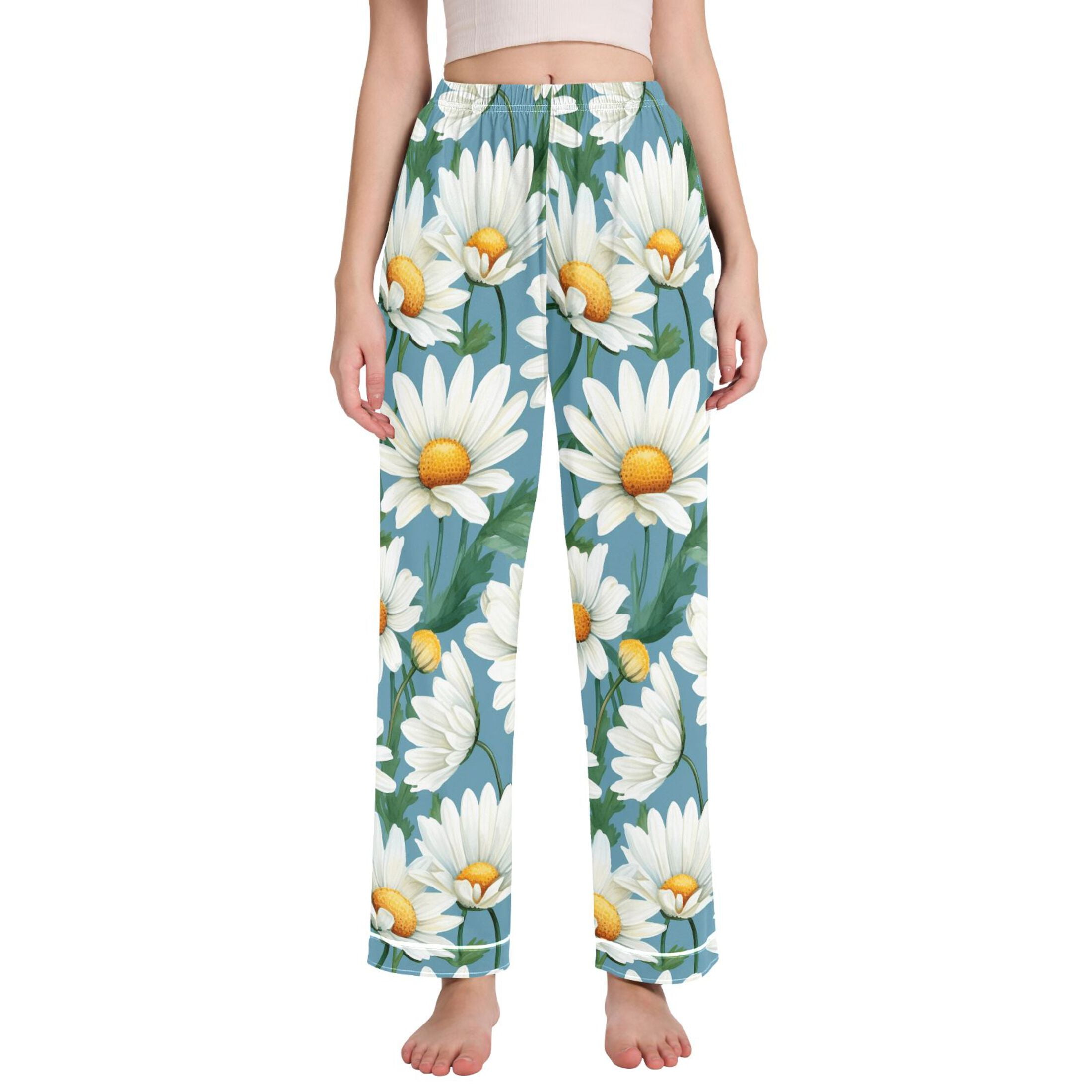 Dailycode Women's Pajama Pants Wide Leg Lounge Pj Bottoms With Pockets ...