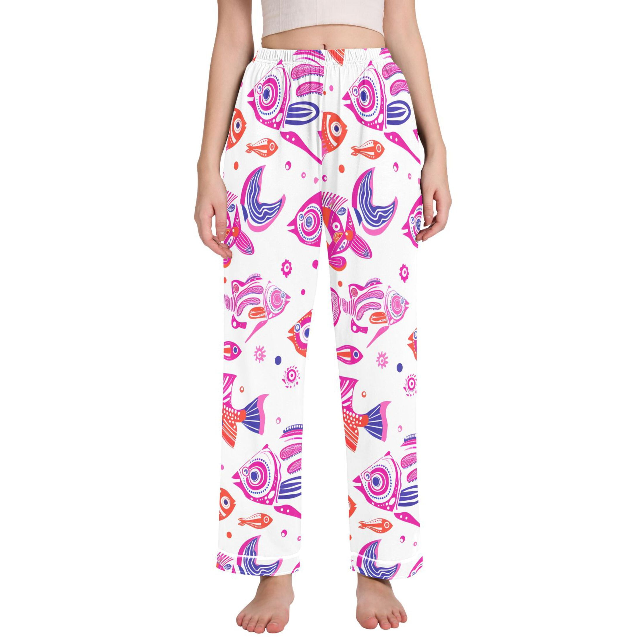 Dailycode Women's Pajama Pants Wide Leg Lounge Pj Bottoms With Pockets ...