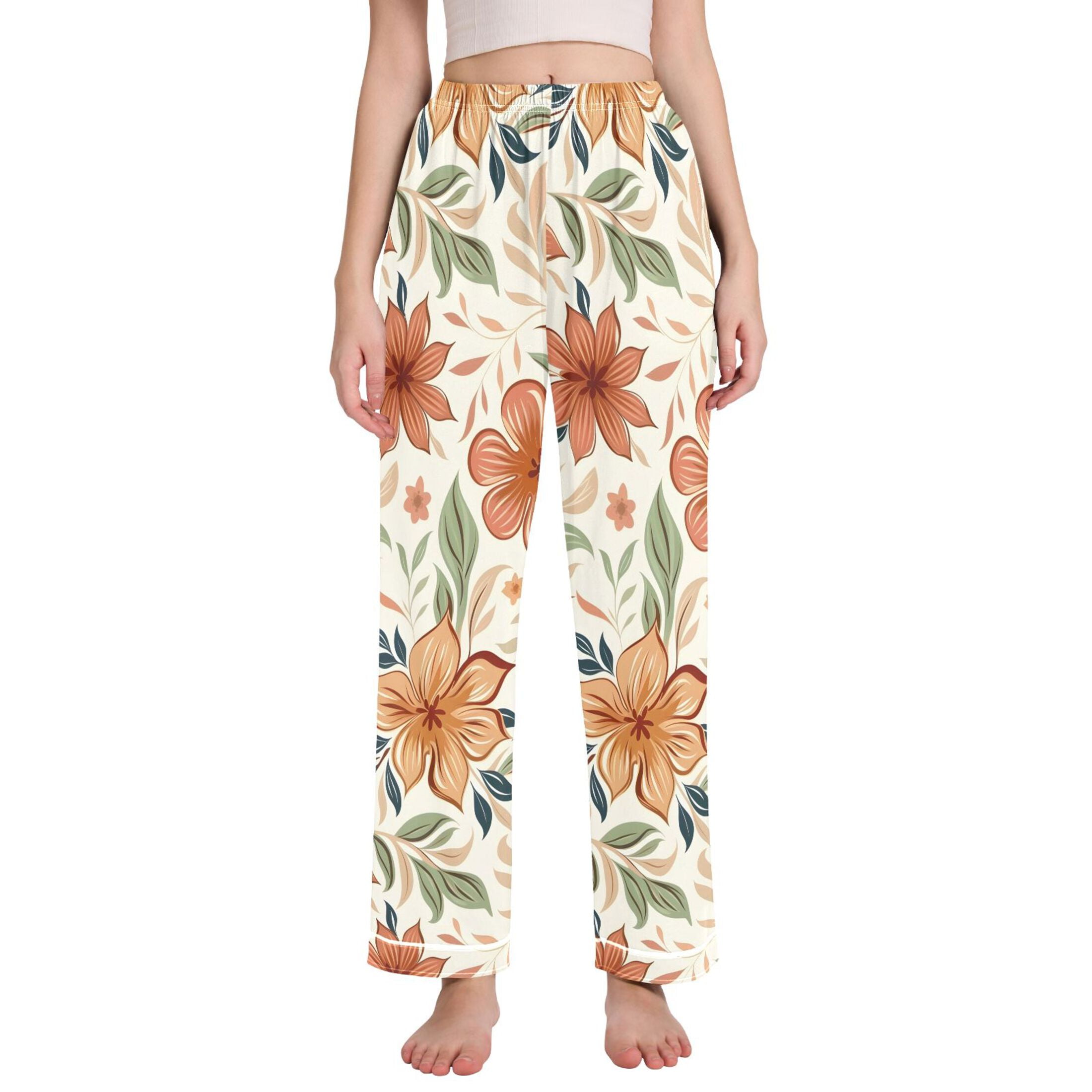 Dailycode Women's Pajama Pants Wide Leg Lounge Pj Bottoms With Pockets ...