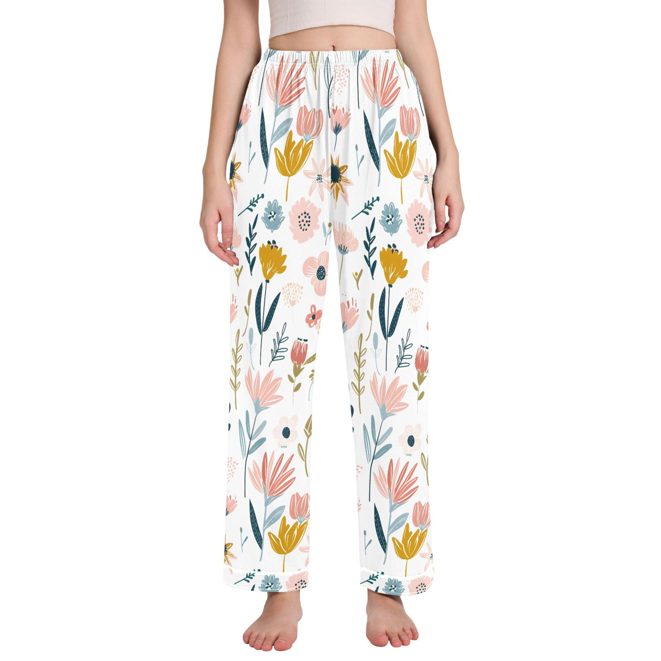 Dailycode Women's Pajama Pants Wide Leg Lounge Pj Bottoms With Pockets ...