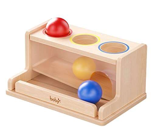 Dailyfunn Montessori Toys Object Permanence Box, Ball Tracker Drop Push ...