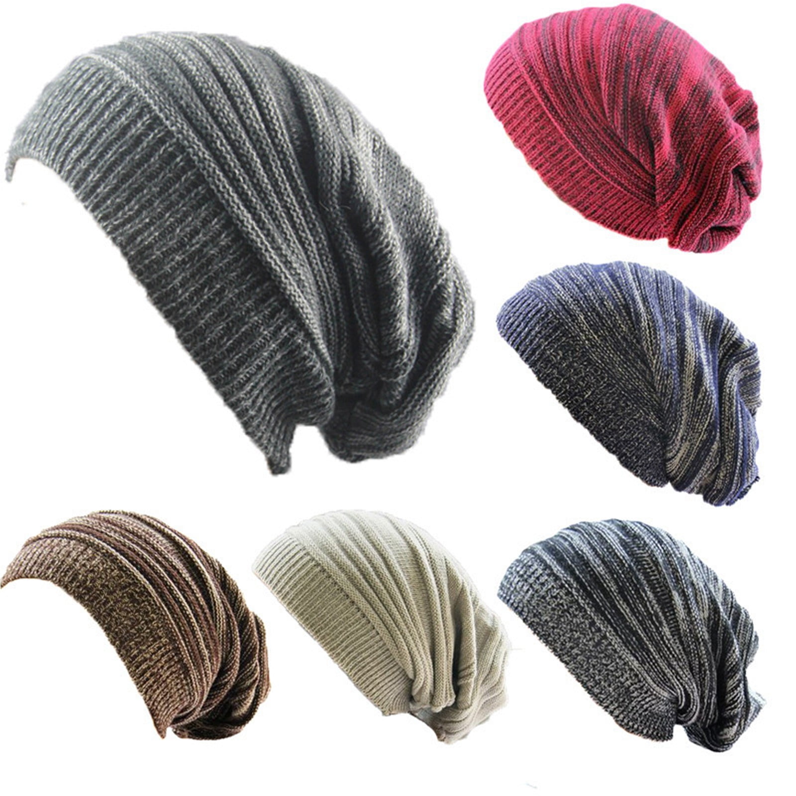 Dailypoc Oversize Knitted Beanie - Baggy Long Winter Hat for Men ...