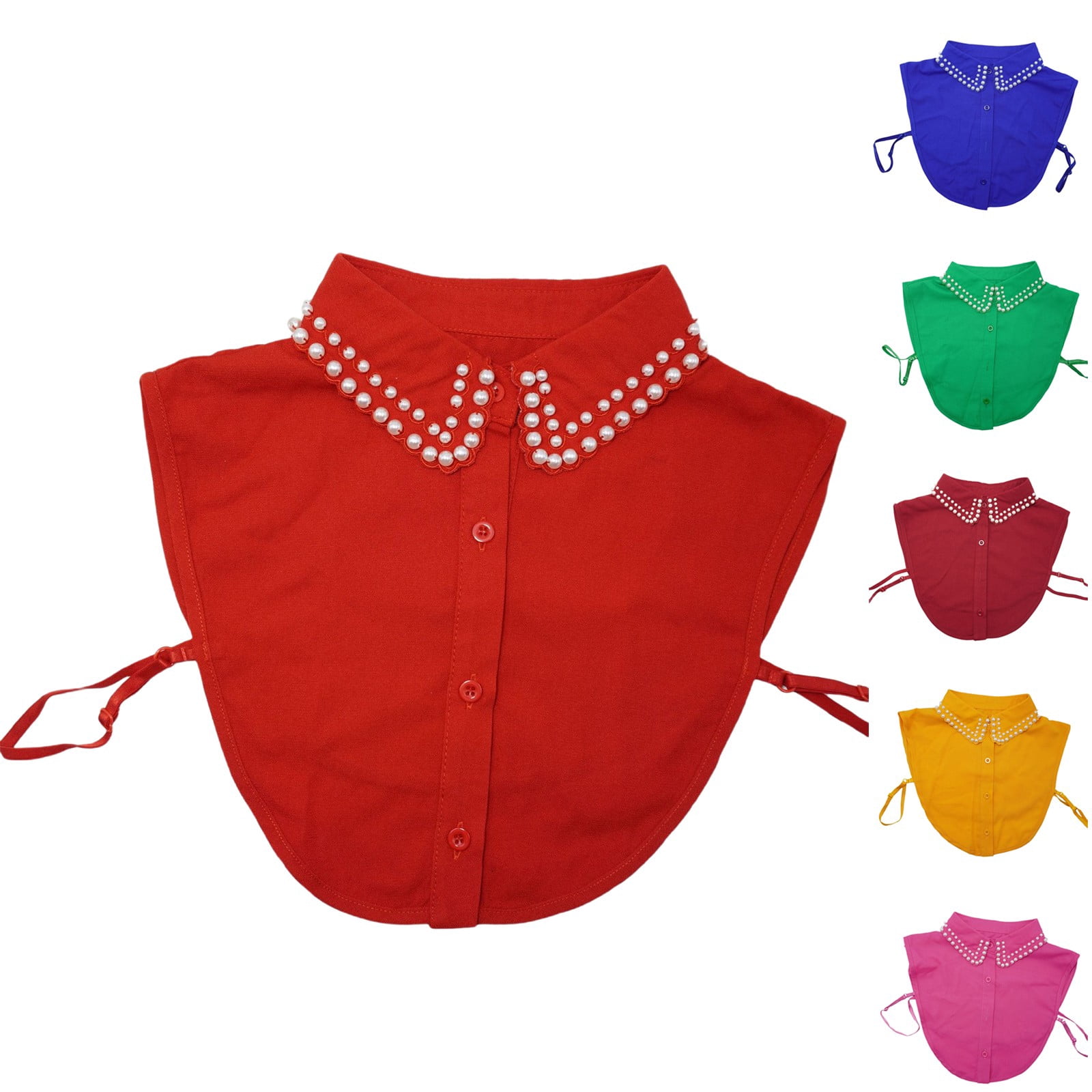 Dailypoc Women's Detachable Pearl Collar, Pointed Dickey for Blouse ...