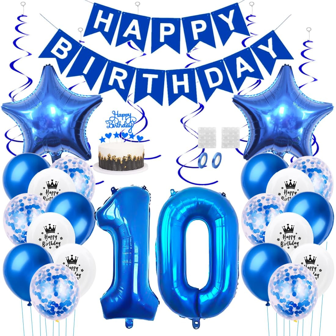 Daimay 10th BirthdayTRDN Party Decorations Blue Happy Birthday Banner ...