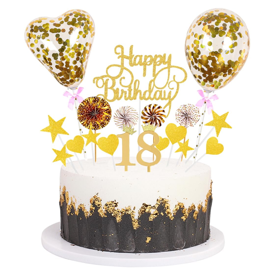 Daimay Gold Birthday Cake Topper Supplies KKS1 Acrylic Glitter Happy ...