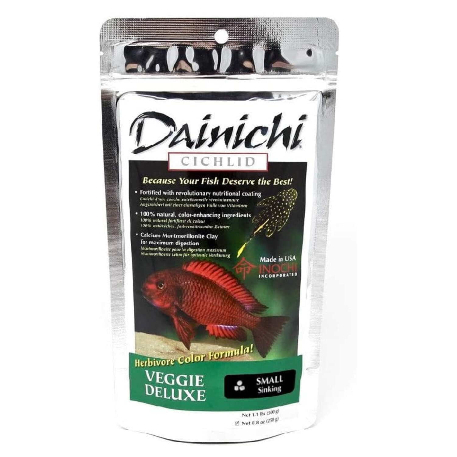 Dainichi Fish Food 12412 Veggie Deluxe Sinking Small Cichlid Fish Food ...