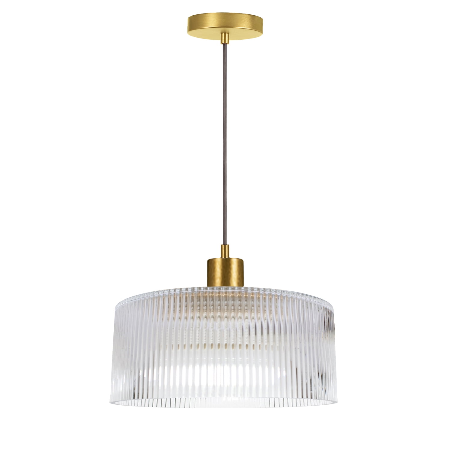 Dainolite 1 Light Pendant in Aged Brass w/ Fluted Glass - Walmart.com