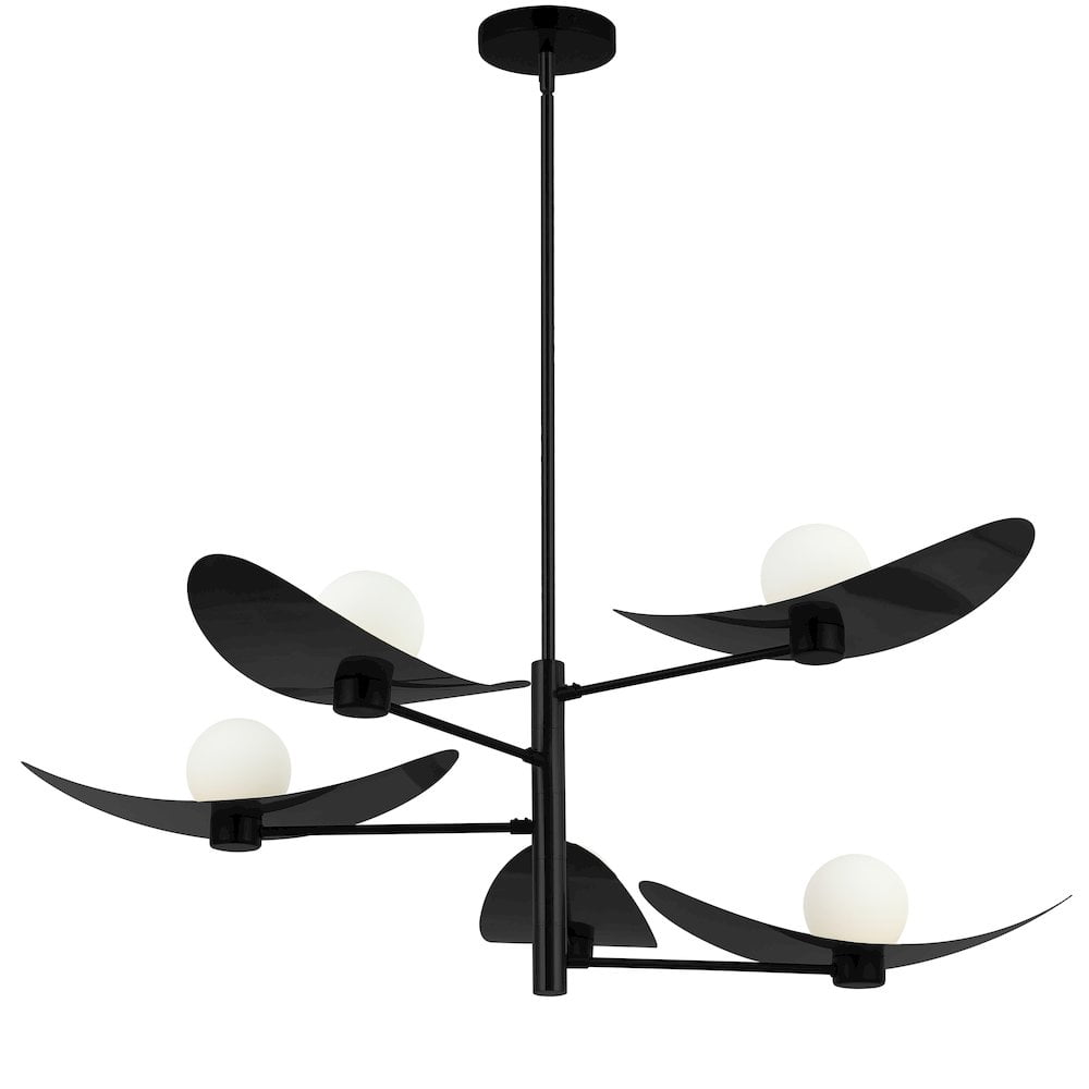 Dainolite 5 Light Matte Black Chandelier w/ Opal Glass - Walmart.com