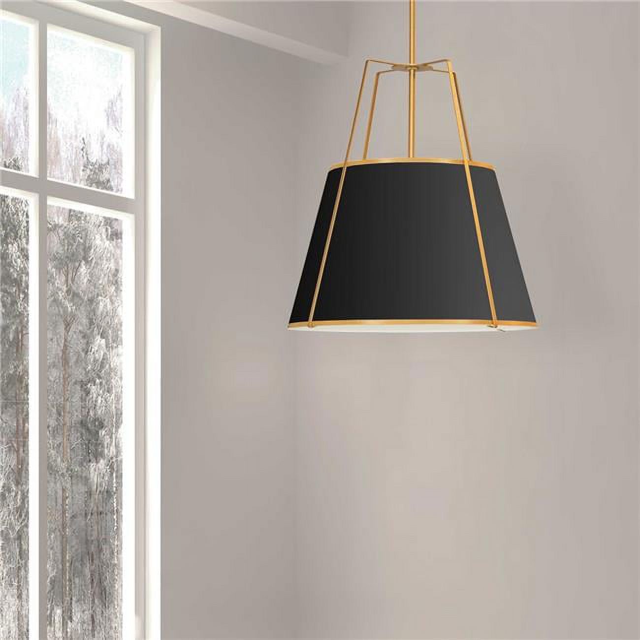 Dainolite - Trapezoid - 3 Light Trapezoid Pendant-Gold Finish-Black ...