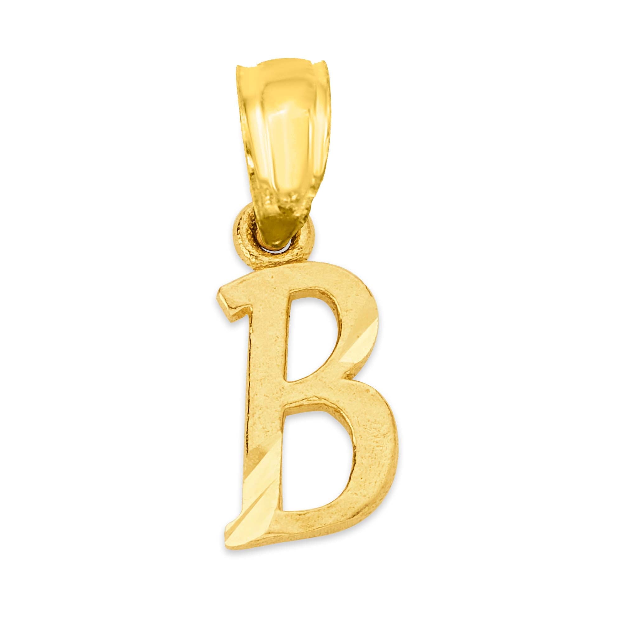 Golden Fire Solid 10k Gold B Initial Pendant - Personalized Letter ...