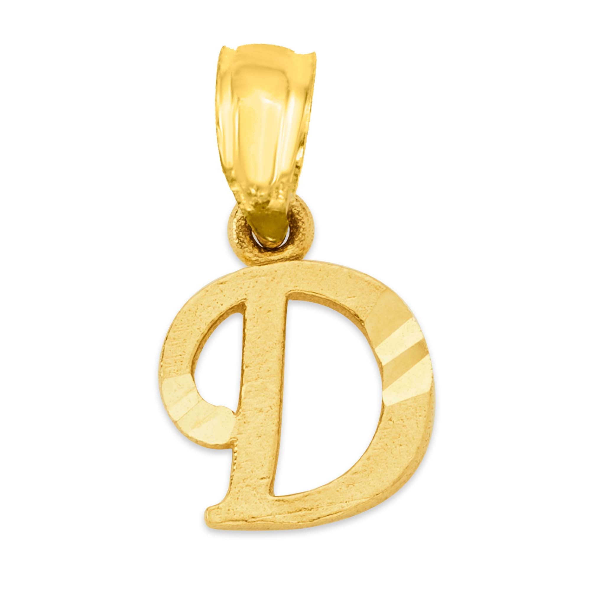 Golden Fire Solid 10k Gold D Initial Pendant - Personalized Jewelry for ...