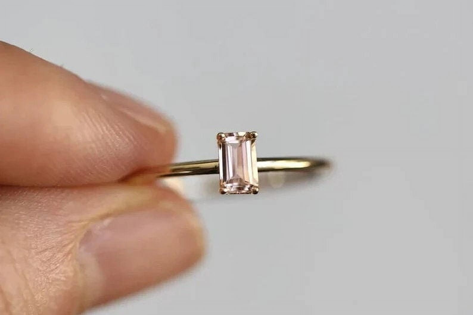 Dainty 14K Rose Gold plated, Natural Pink Diamond, Ring in silver ...