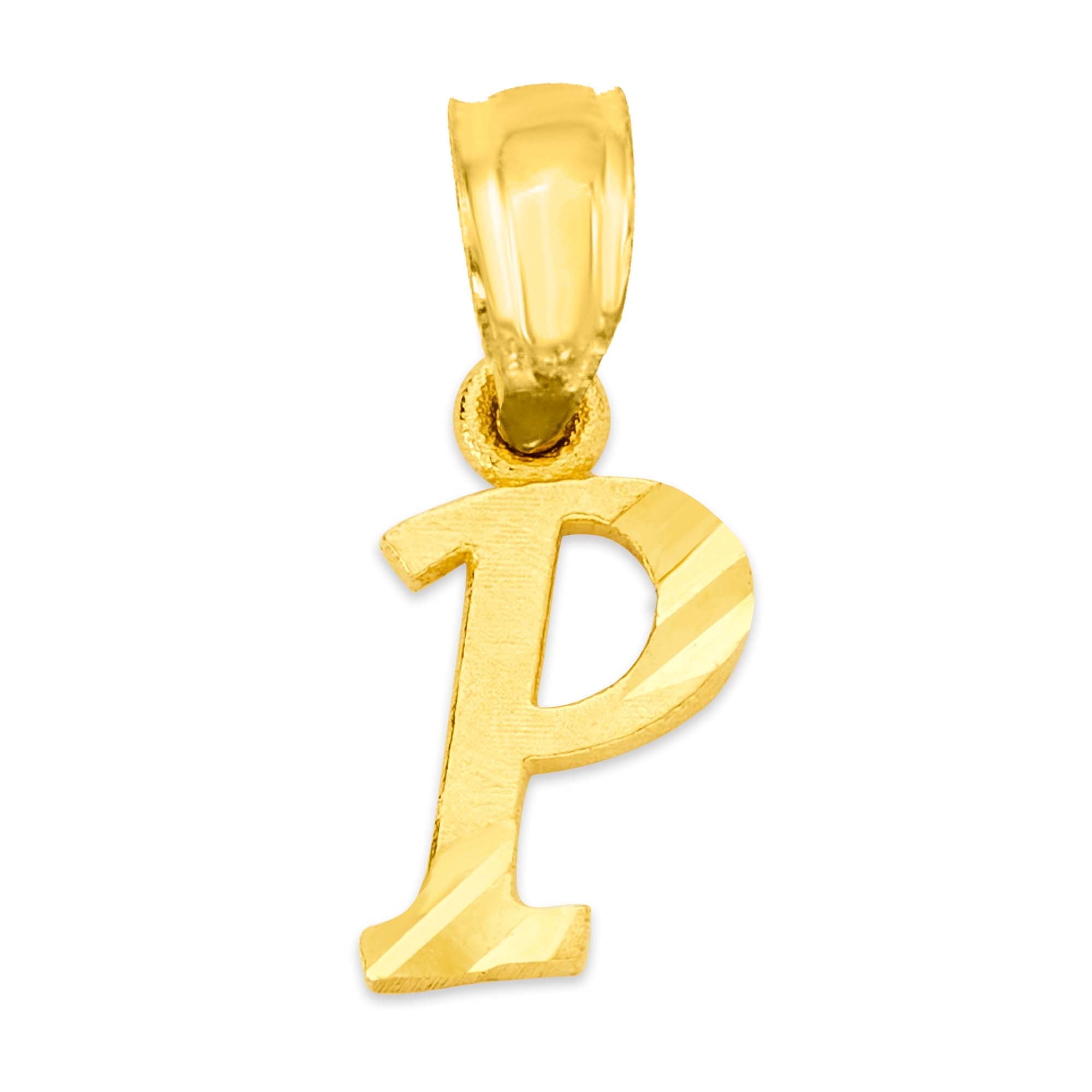 Golden Fire Solid 14k Gold P Initial Pendant - Anniversary Gift for ...