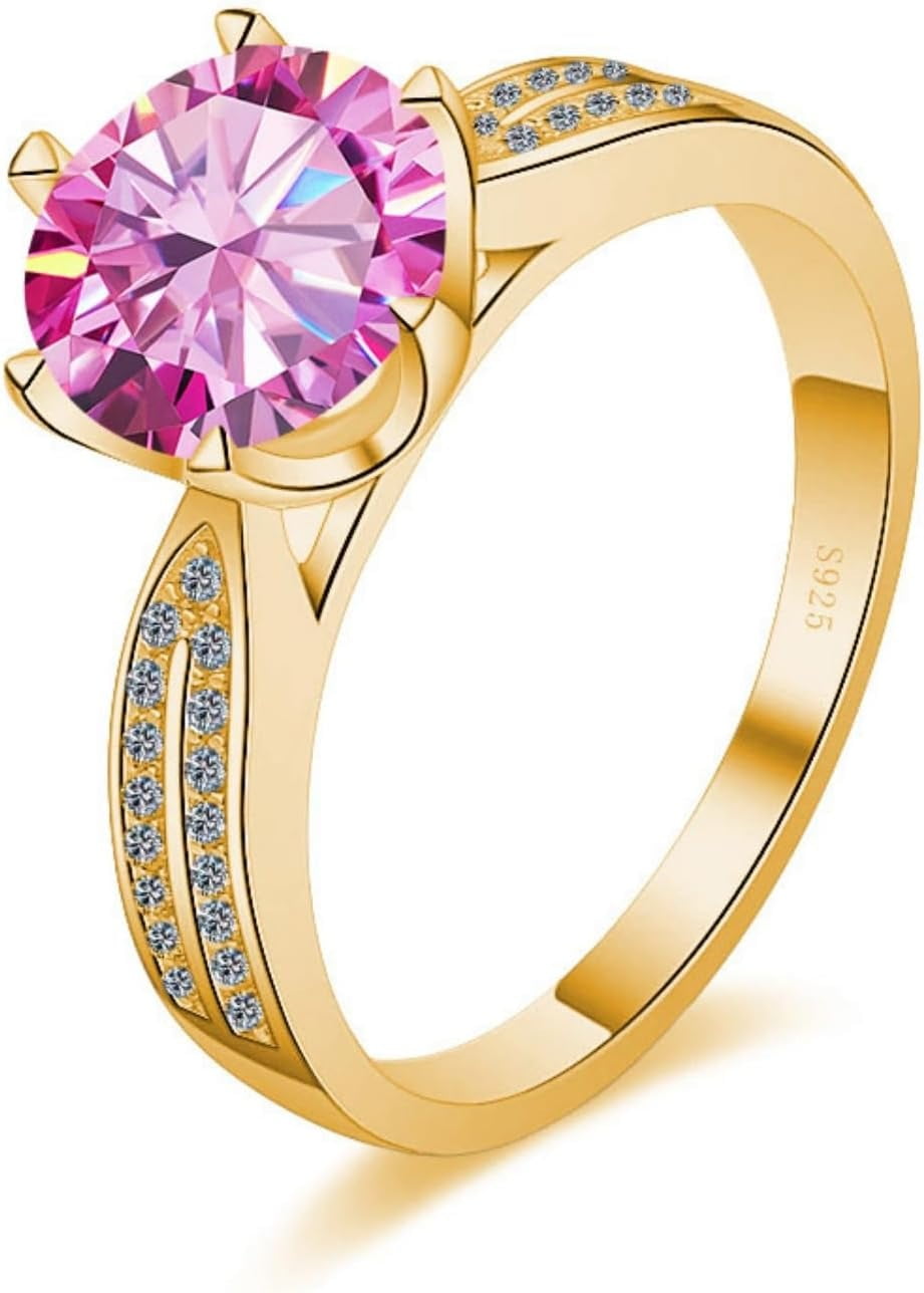Dainty 3 Carat Moissanite Rings for Women Round Cut D Color VVS1 Lab ...