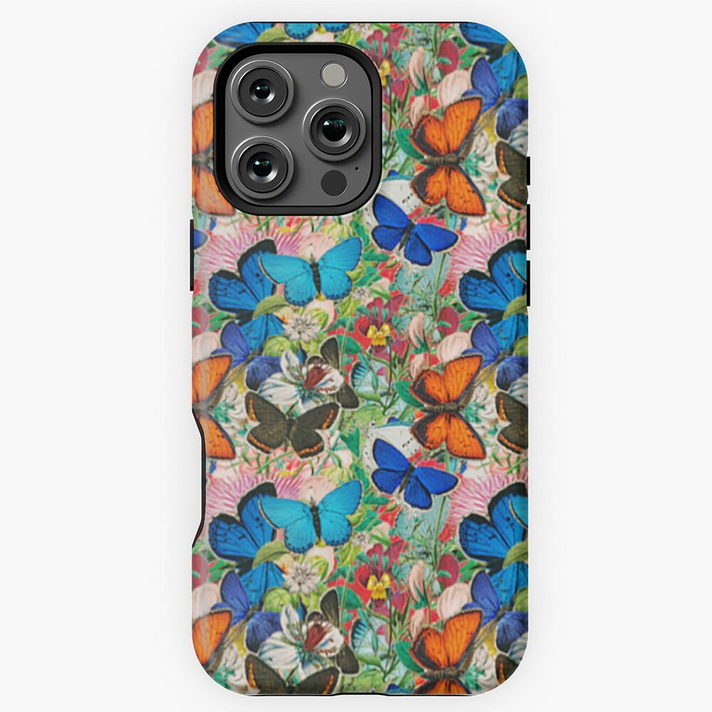 Dainty Butterfly Botanical Pattern Art iPhone Case 17 16 15 14 13 12 11 ...
