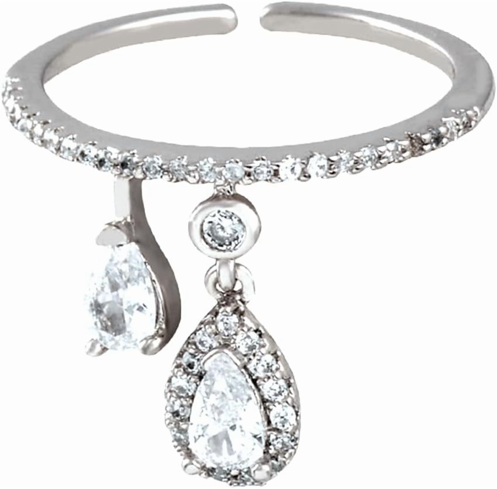 Dainty CZ Teardrop Wedding Engagement Ring for Women Statement Charm ...