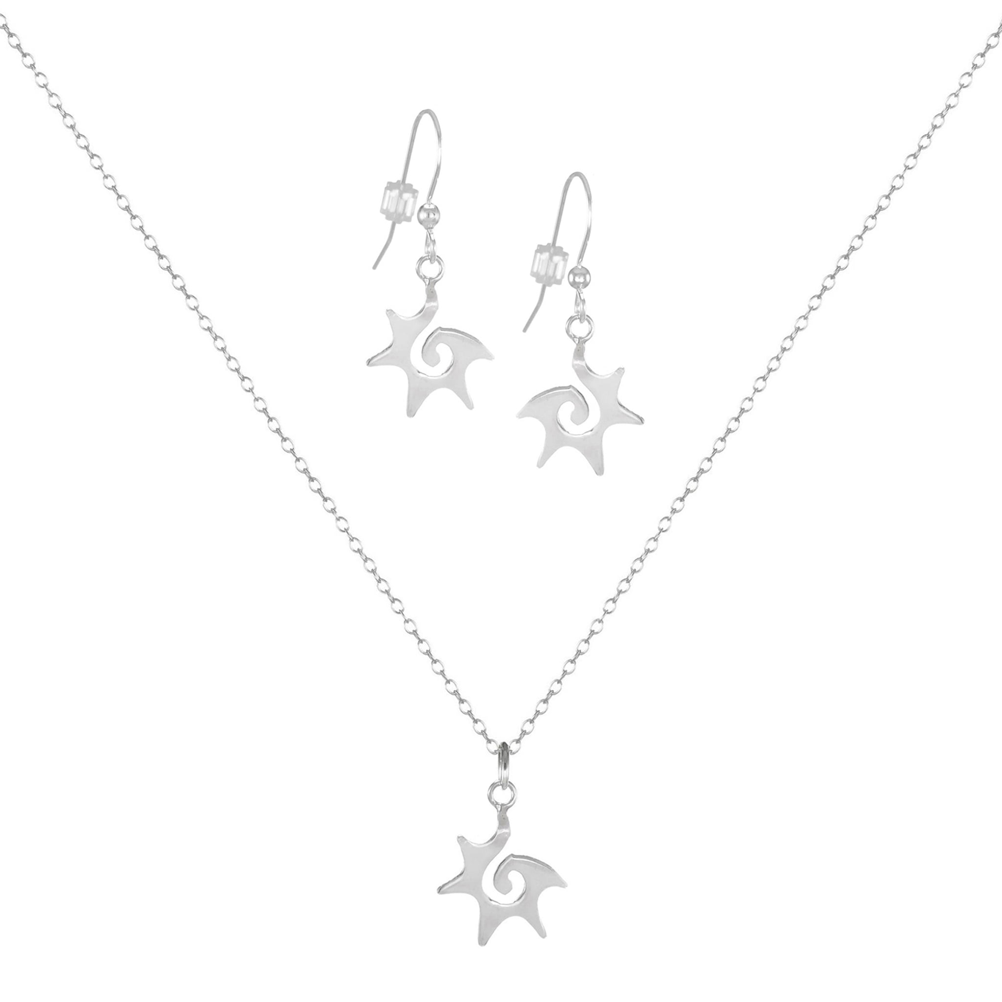 Dainty Celestial Starburst Sterling Silver Necklace and Earring Set -20 ...