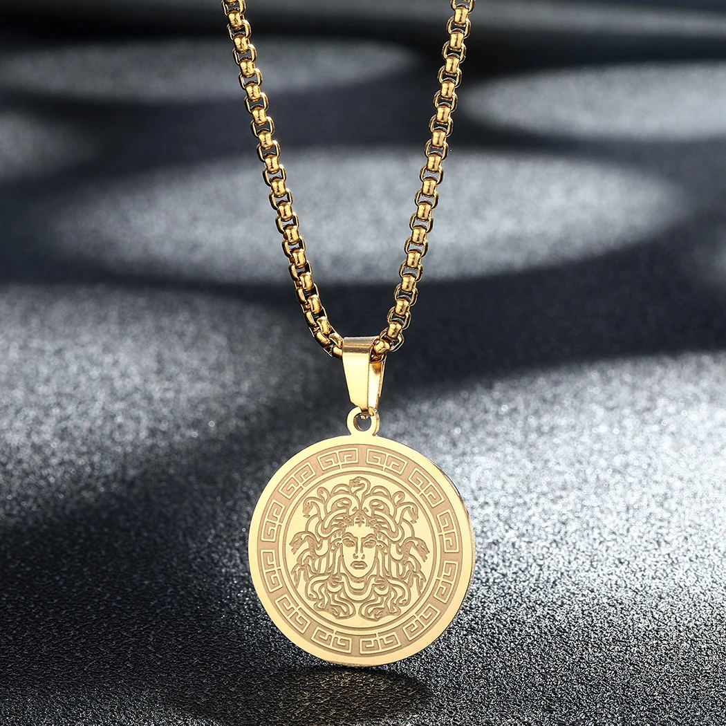 Dainty Charm Medusa Mythology Gorgon Pendant Necklace 14K Yellow Gold ...
