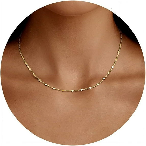 Dainty Choker Necklace for Women 14K Gold Plated Minimalist Chain ...