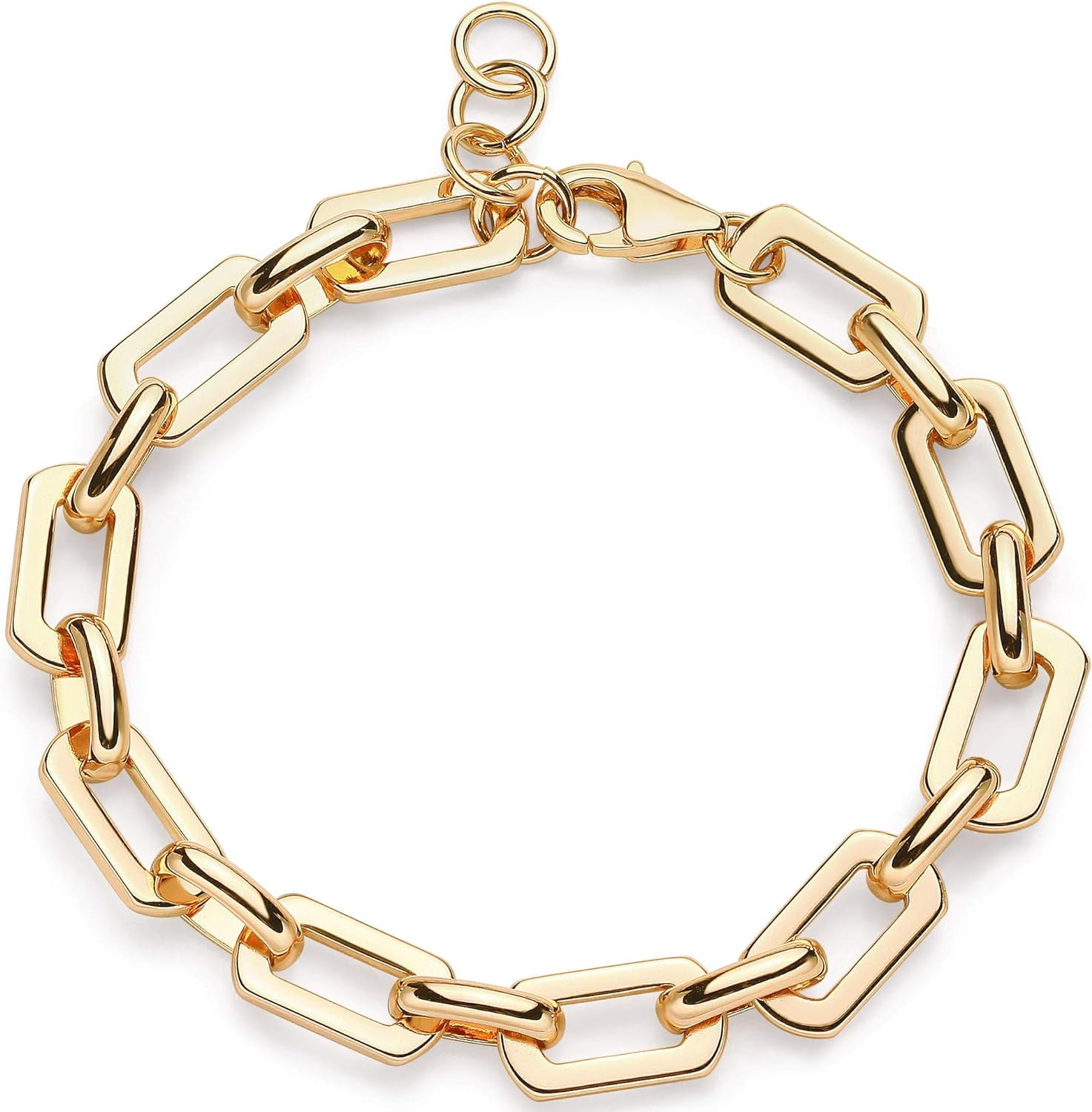 Dainty Chunky Chain Oval Paper Clip Link Chain Bracelet Dainty Gold Rolo Paperclip Link Bracelet ...