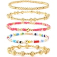 Dainty Cross Clover Gold Beaded Pearl Bracelet Stack for Women,Handmade ...