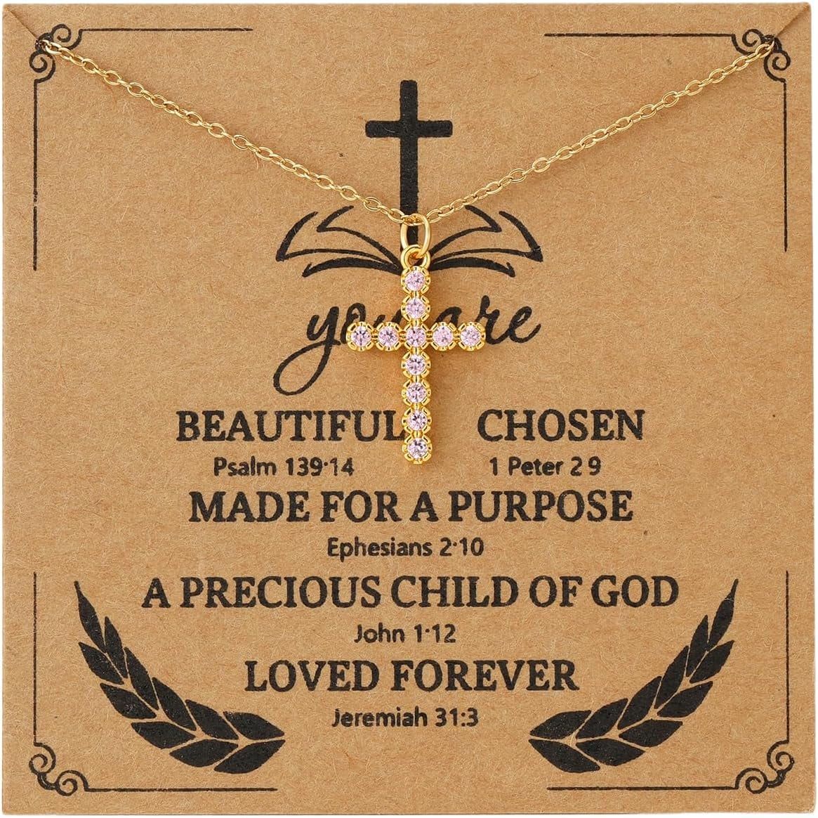 Dainty Cross Necklace for Women Diamond Birthstone Cross Necklace First ...