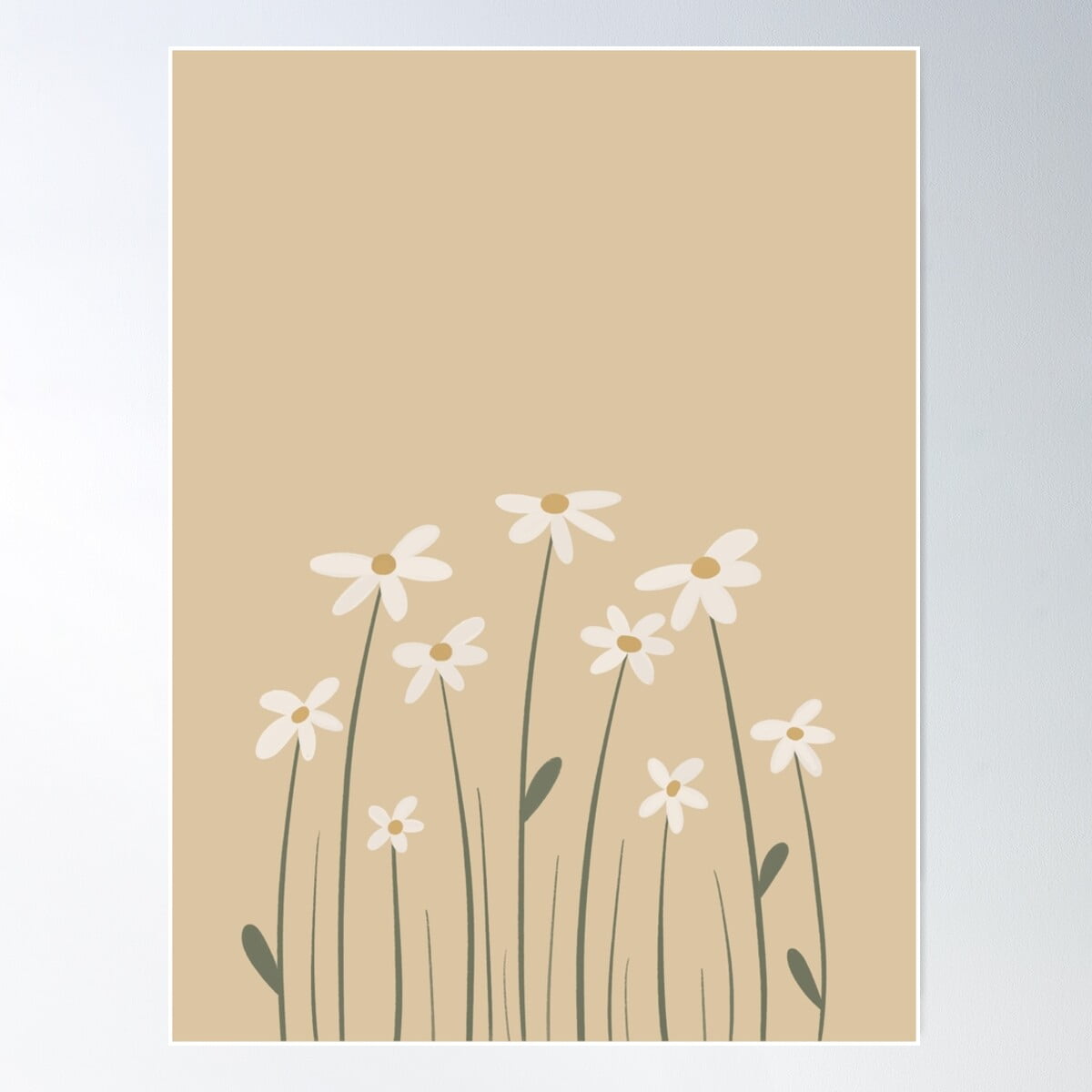 Dainty Daisy Flowers - White Flower Illustration Poster Wall Art ...