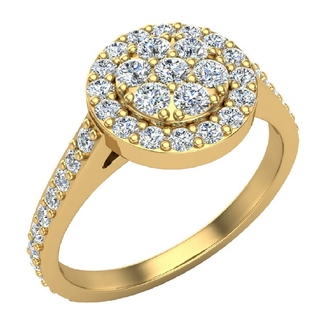 Dainty Diamond Halo Engagement Ring Flower Cluster 0.80 CT TW 14K Gold ...