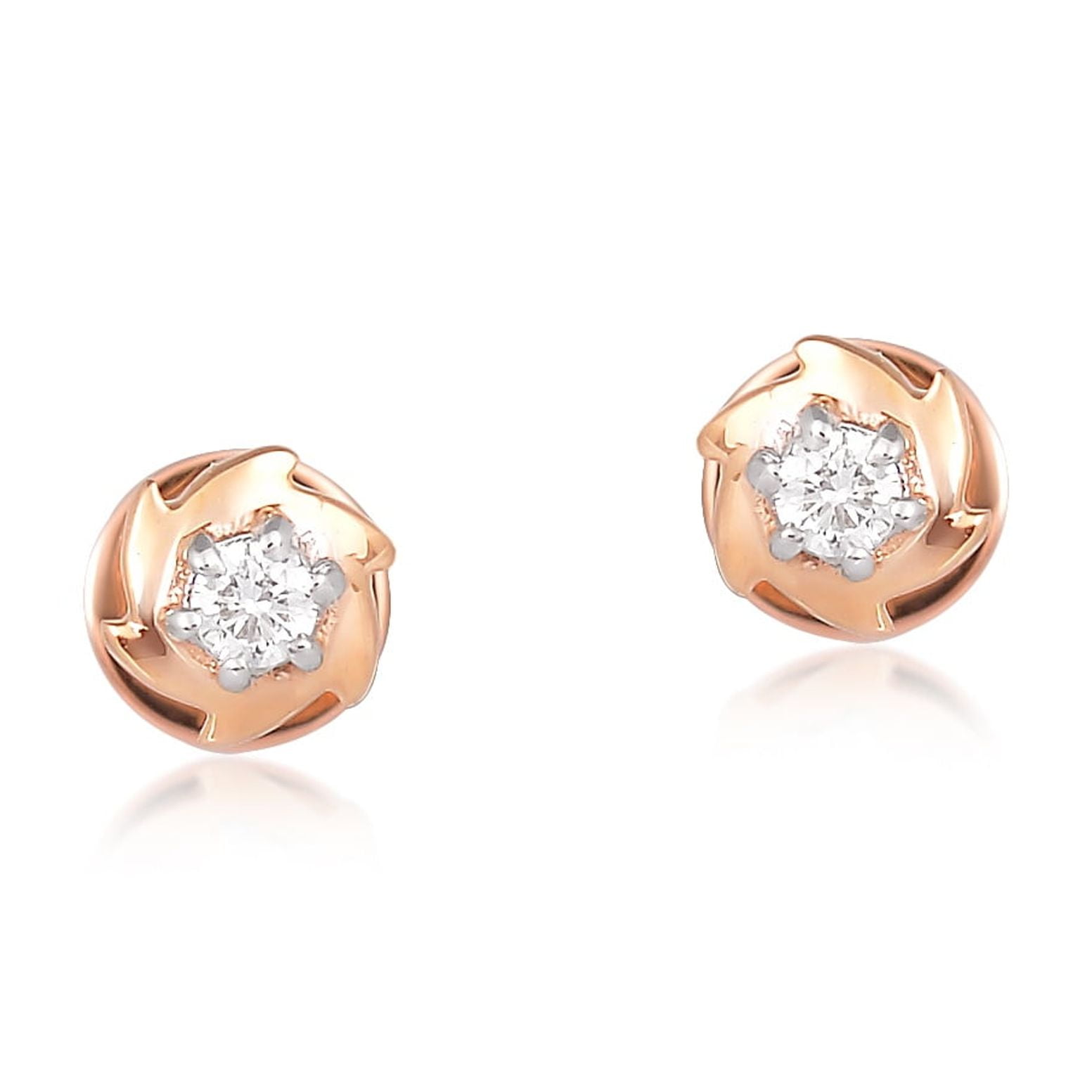 Dainty Diamond Single Stone Stud Earrings in Gold Over Silver - Walmart.com