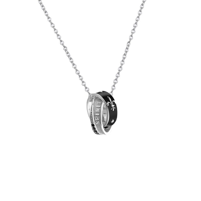 Dainty Double-Ring Circle Pendant Necklace Couples Lovers Gift 925 ...