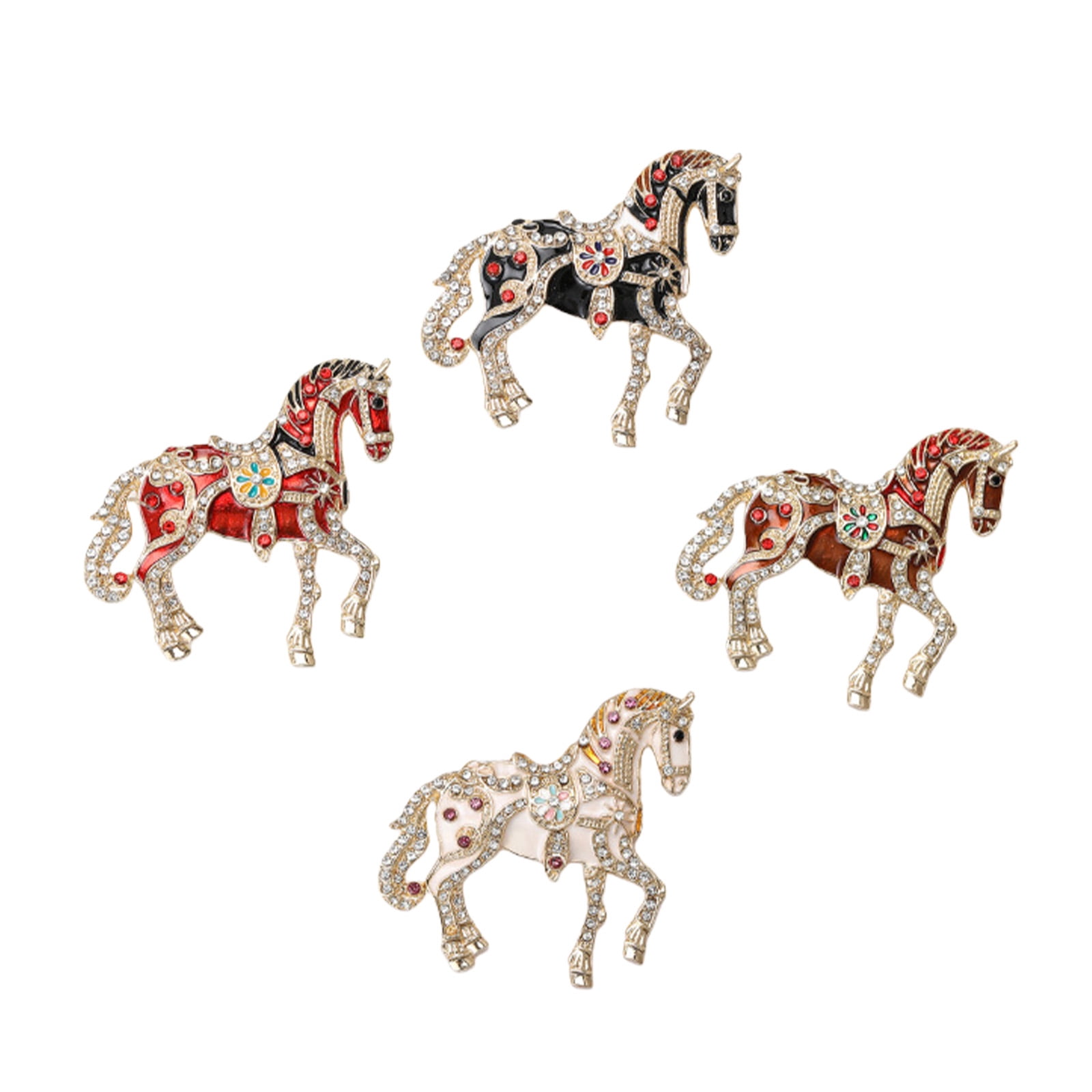 Dainty Enameled Horse Pin With Rhinestones Elegant Lapel Accessory For ...