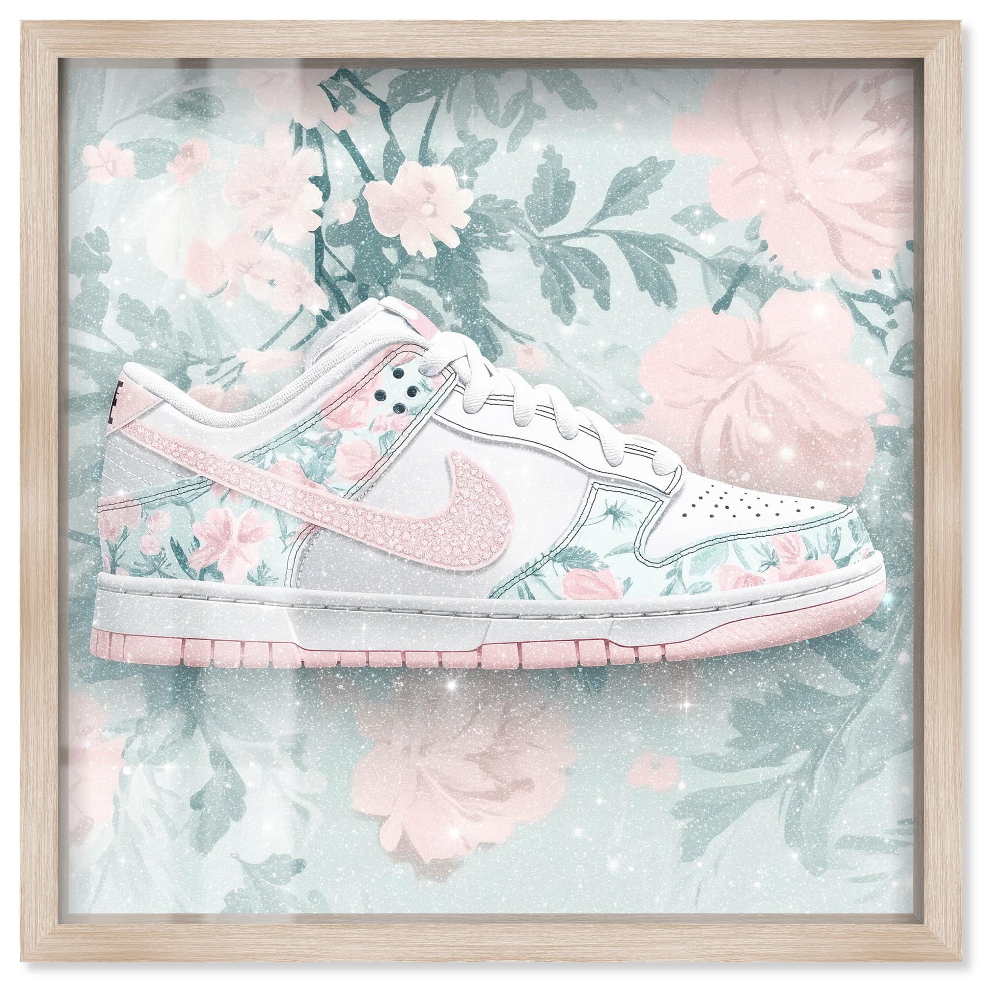 Dainty Floral Sneaker Shadowbox Print Sneaker Wall Art by Art Remedy ...