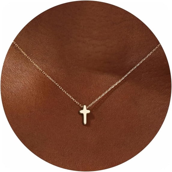 Dainty Gold Cross Necklace for Women - Trendy 14K Gold Plated Simple ...