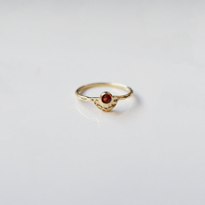 Dainty Gold Garnet Ring – Minimalist Stacking Ring, Birthstone Jewelry ...