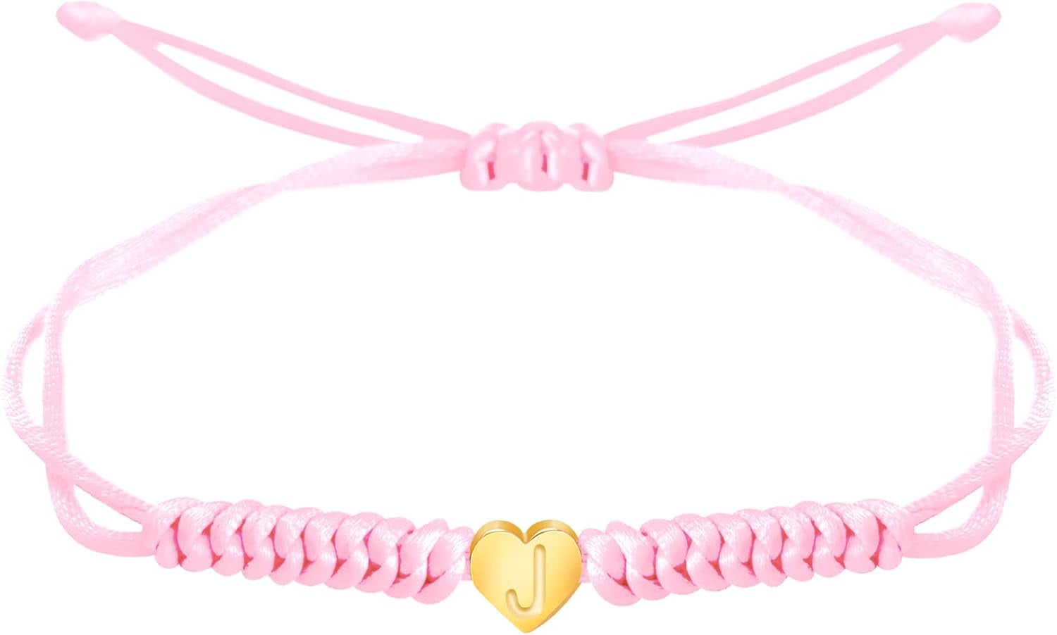 Dainty Gold Heart Love Charm Initial Bracelet Black Pink Red String ...