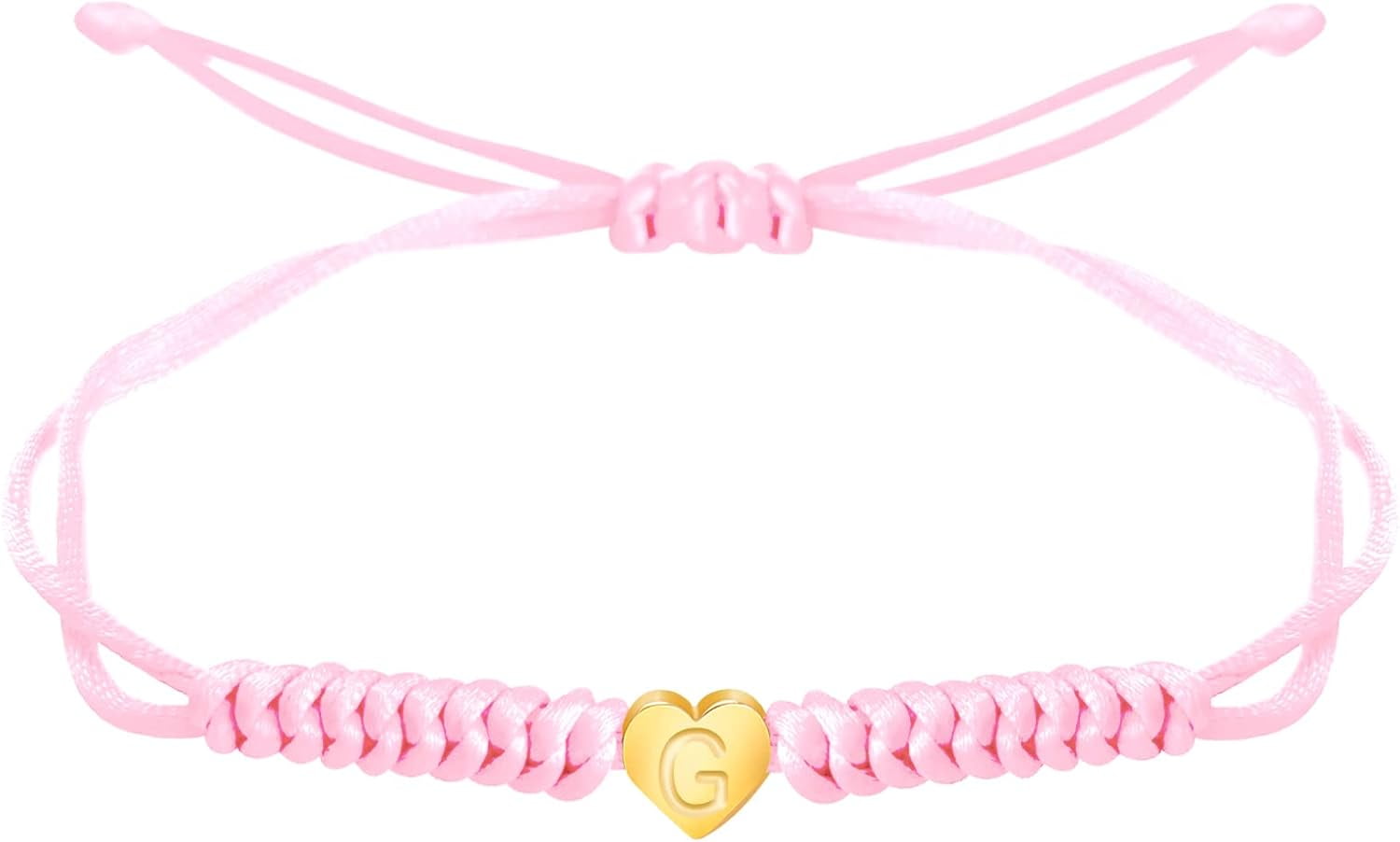 Dainty Gold Heart Love Charm Initial Bracelet Black Pink Red String ...