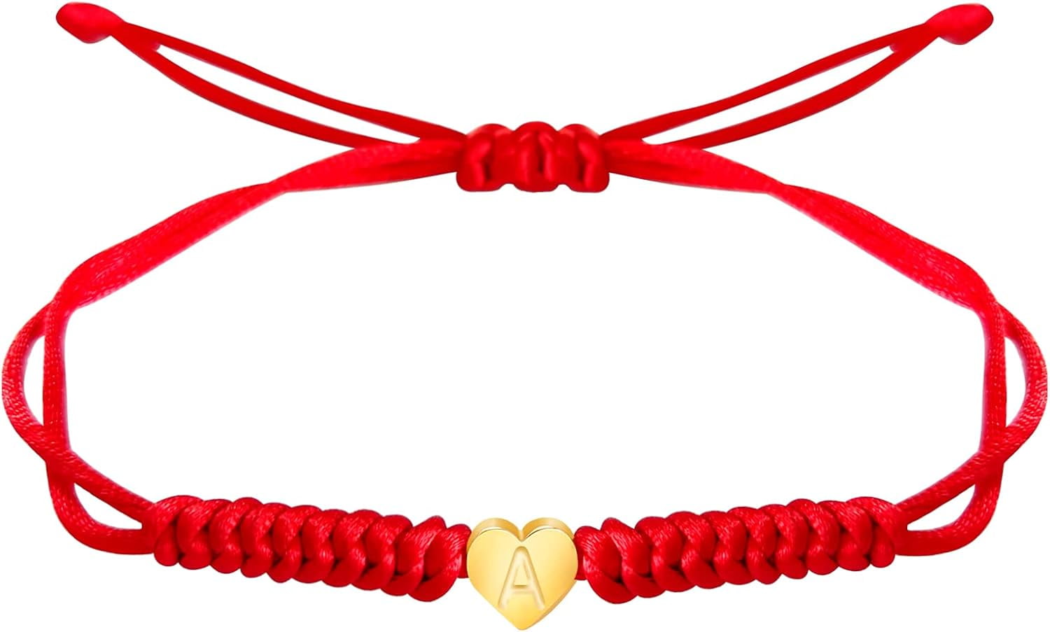 Dainty Gold Heart Love Charm Initial Bracelet Black Pink Red String ...