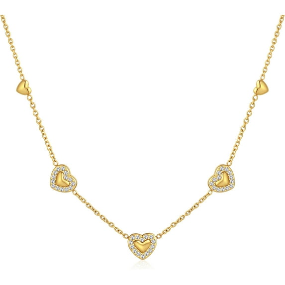 Dainty Gold Heart Necklaces for Women 18K Gold Plated Stainless Steel ...