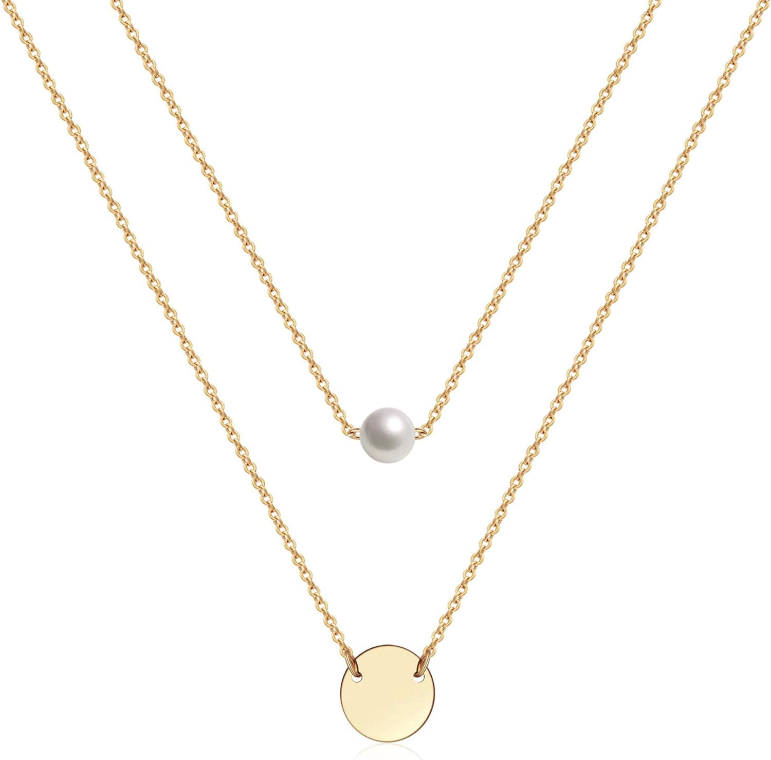 Dainty Gold Layered Bar Neckalce Moon Pendant Lariat Y Necklace 14K ...