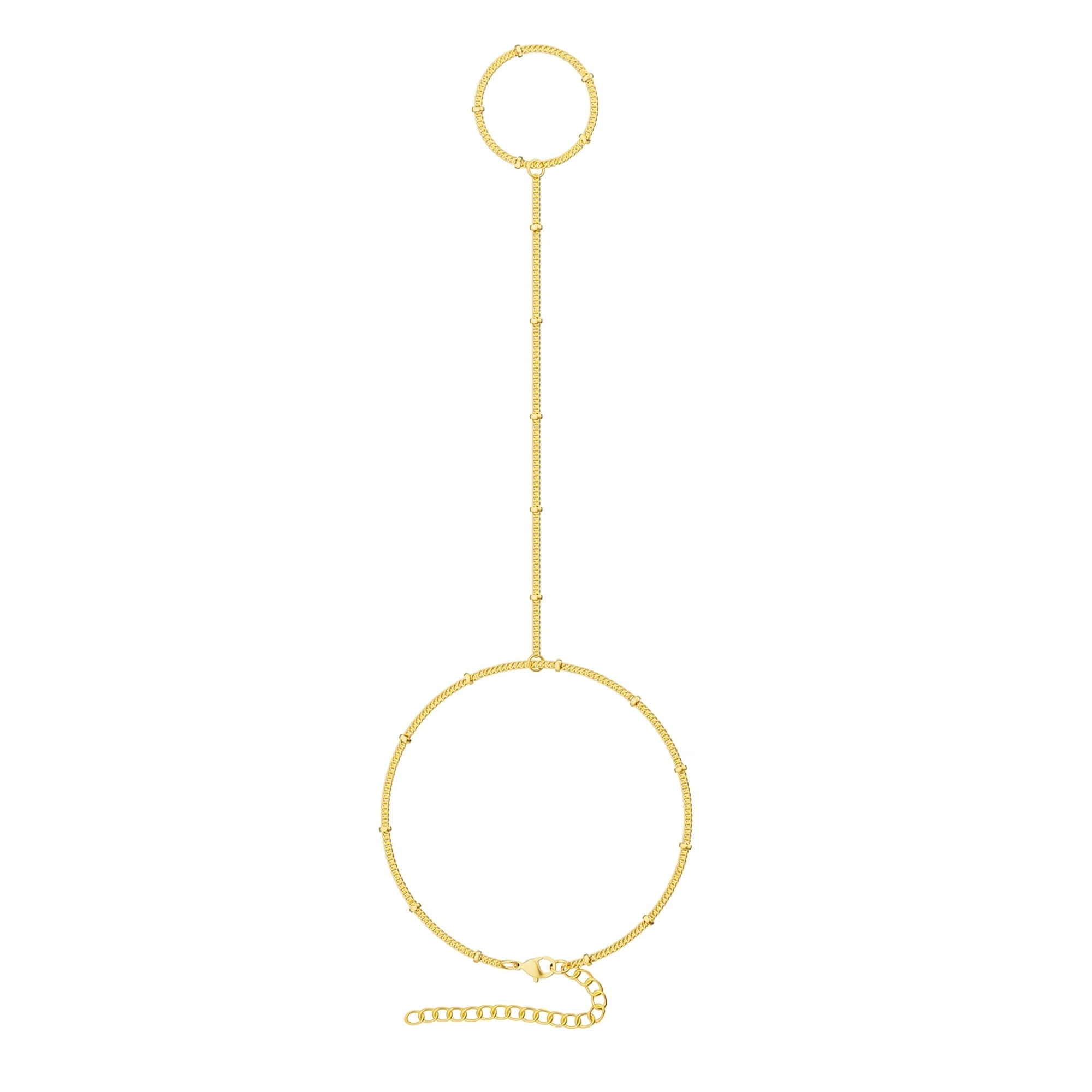 Dainty Gold Ring Hand Chain Bracelet Trendy 14K Gold Plated Bead ...