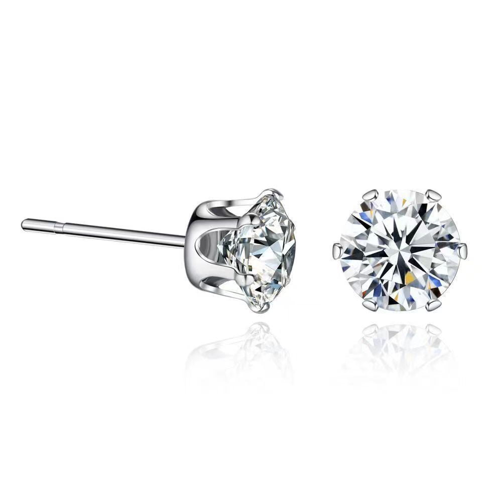 Dainty Hexagonal Diamond Studs for Women – Hypoallergenic Silver Earrings for Work & Casual ...