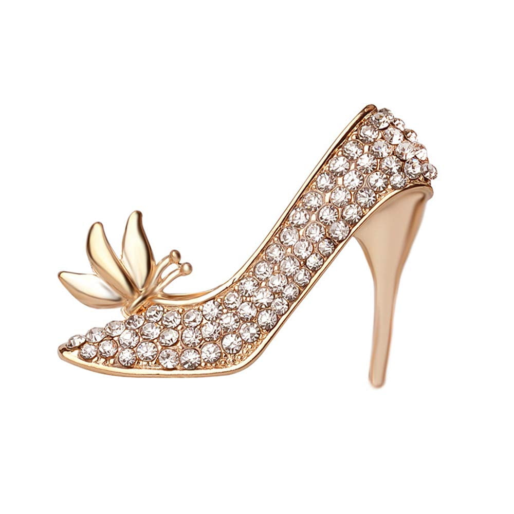 Dainty High Heeled Shoes Brooch Sparkling Cubic Zirconia Crystal ...