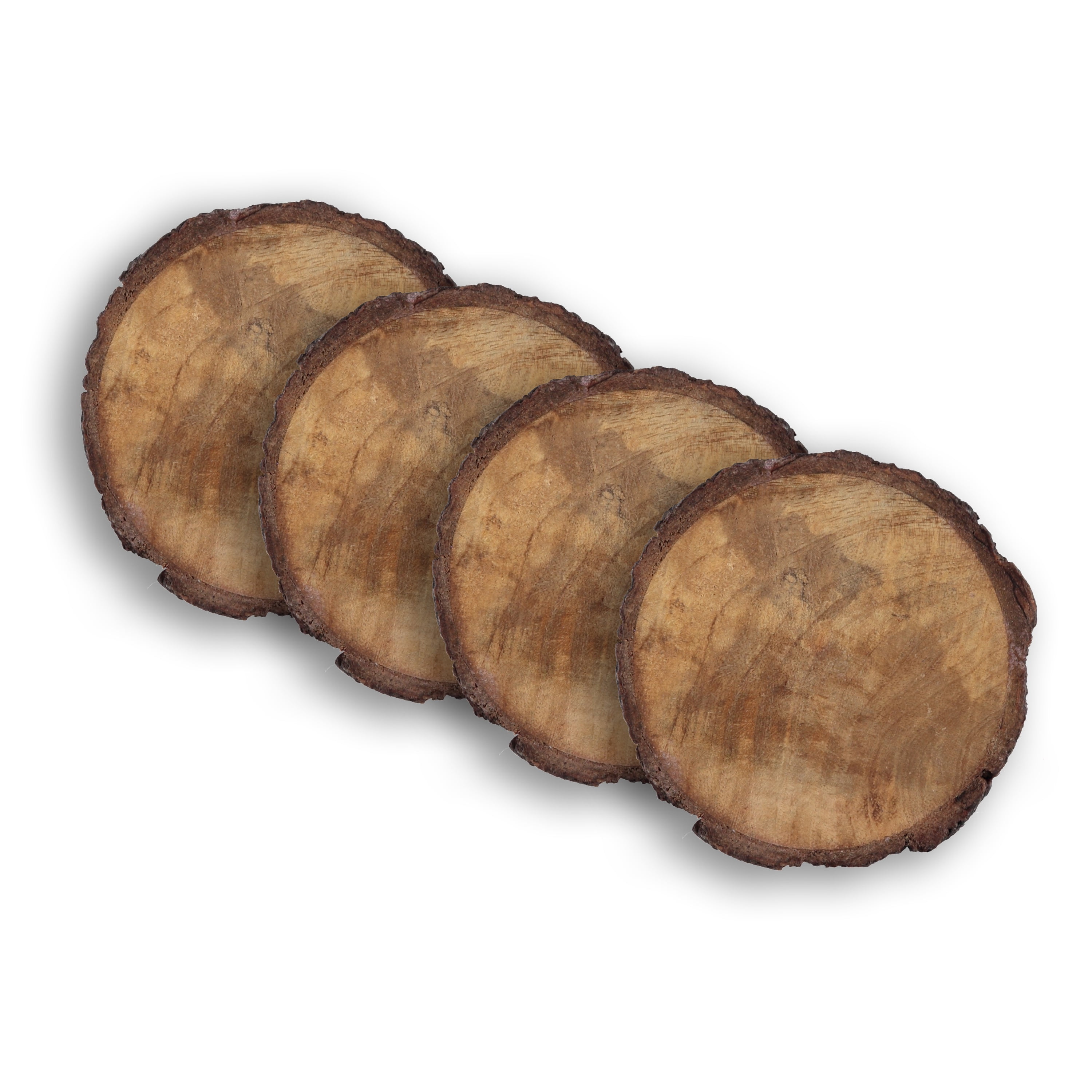 Dainty Home 4-Piece Natural Wood Tree Bark Round Coaster Set – 4 ...