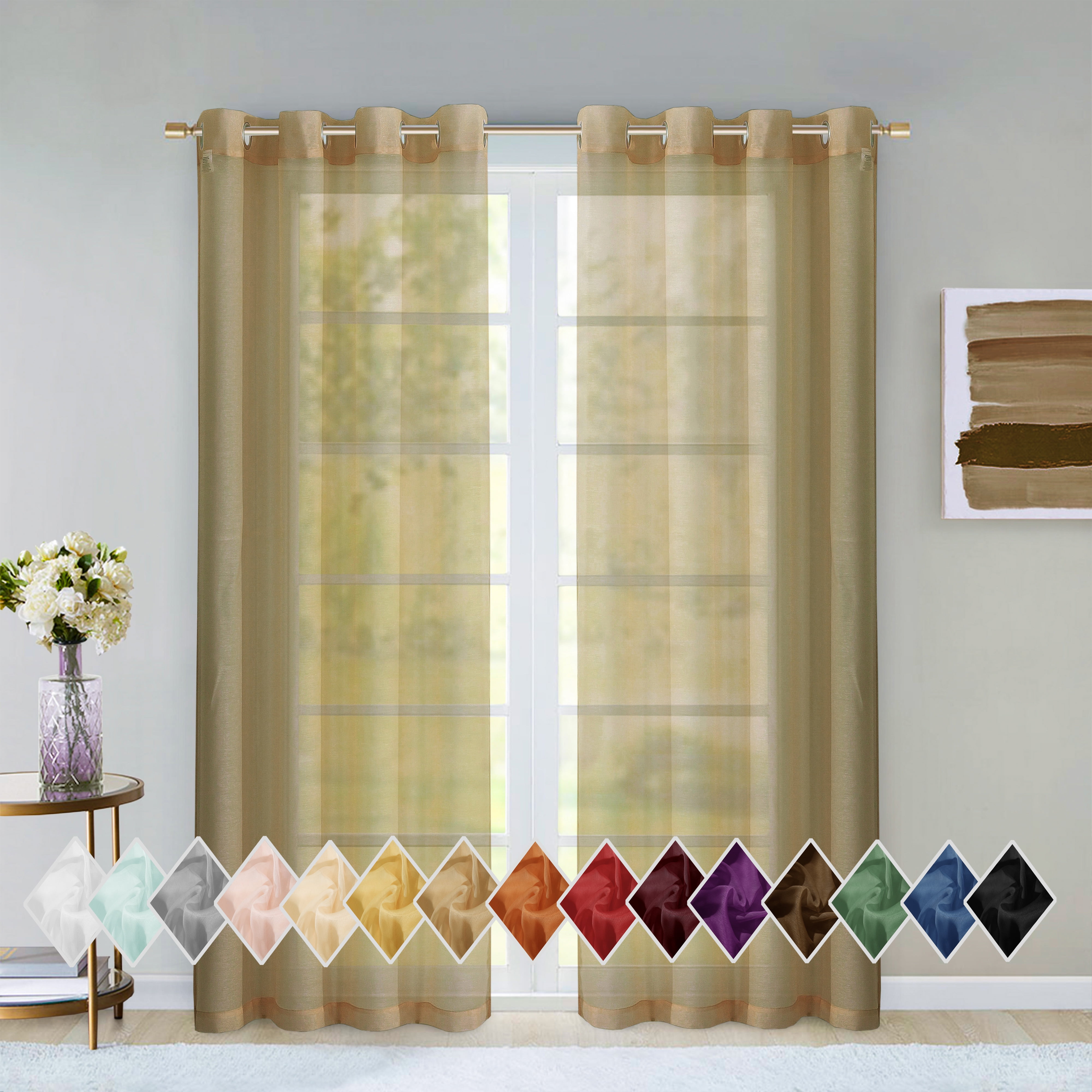 Dainty Home Malibu Textured Semi-Sheer Curtain Panel Pair - Walmart.com