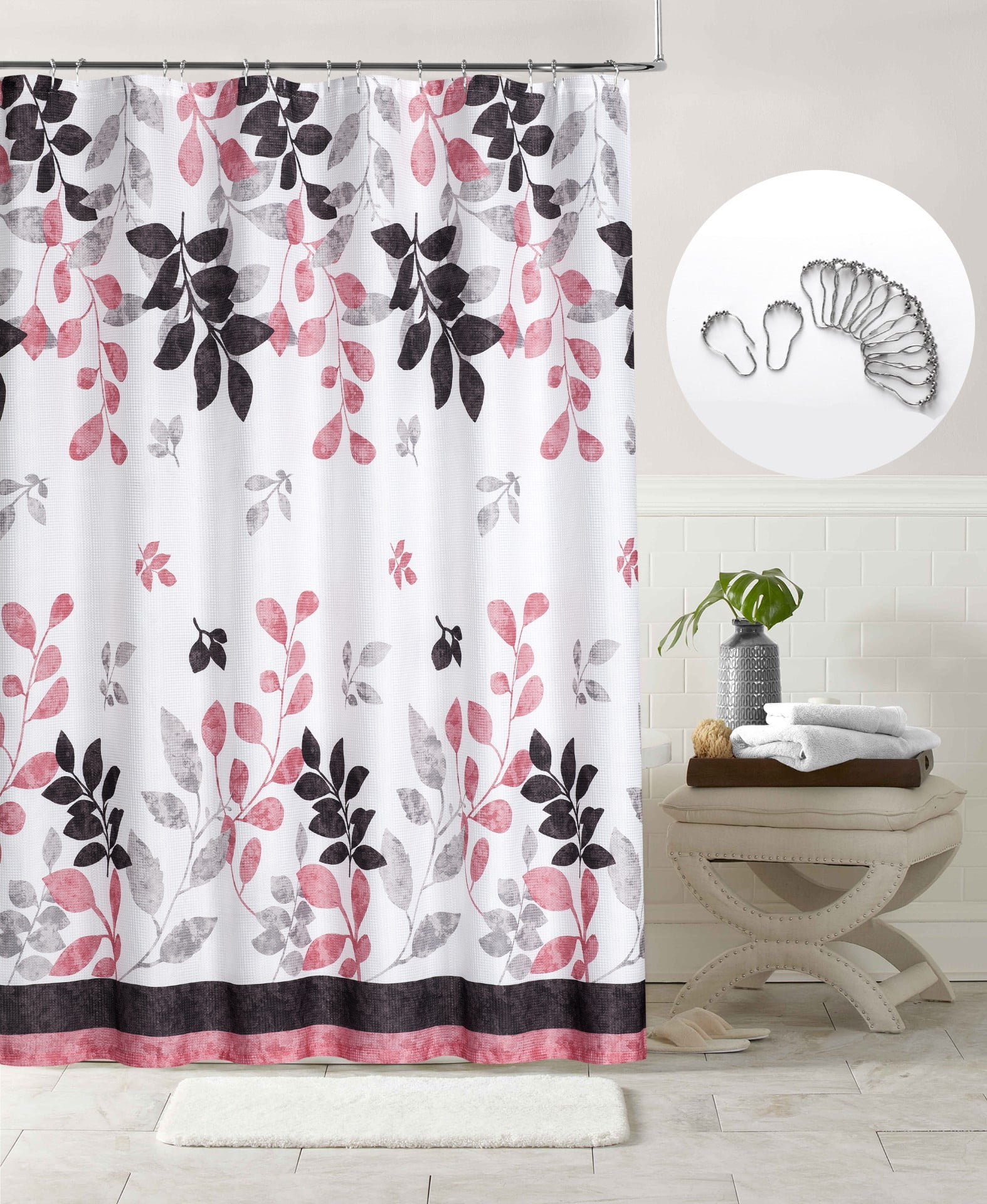 Dainty Home Printed Waffle 3D Textured Waffle Weave Textured Leaves ...