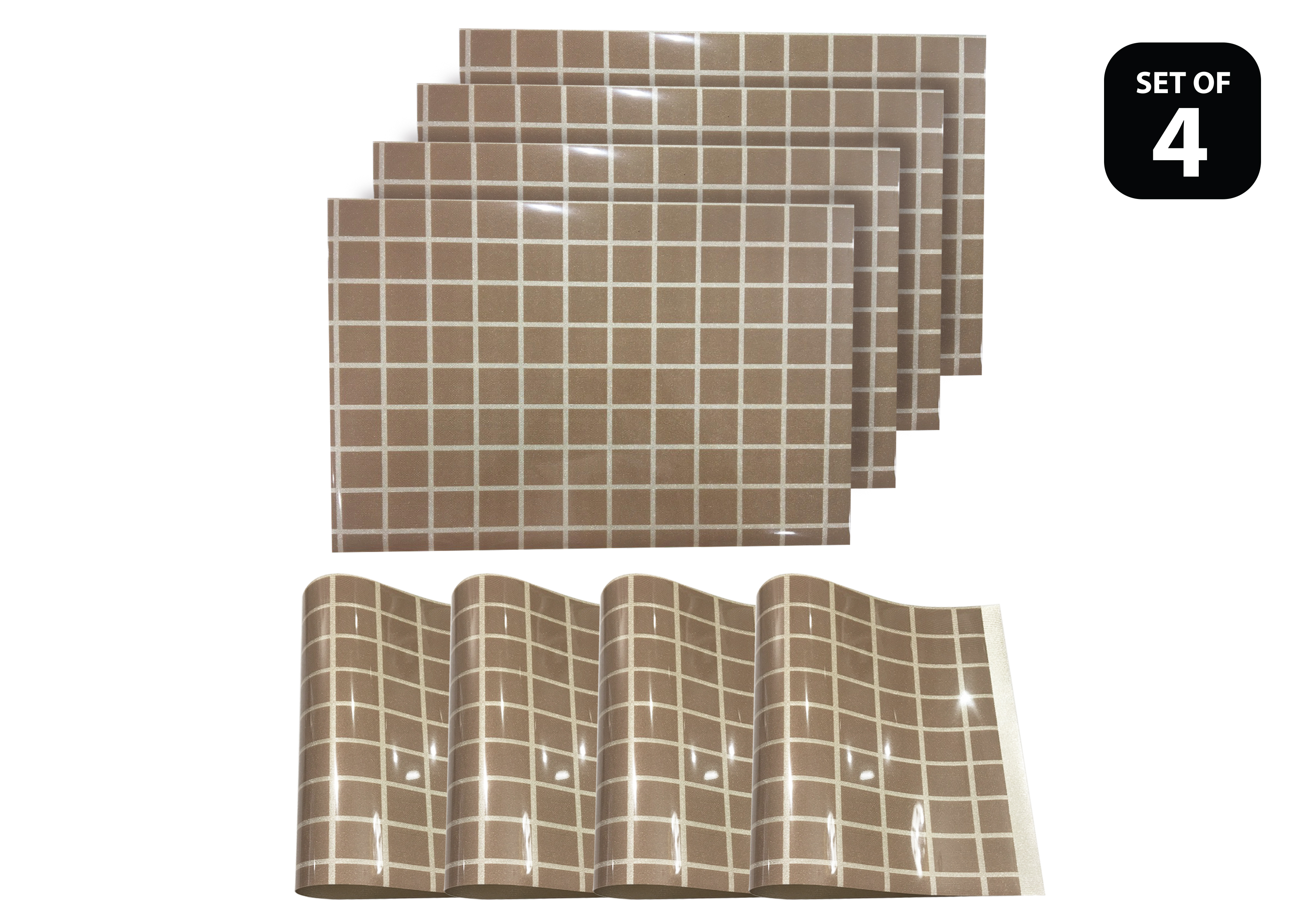 Dainty Home Square Up Reversible Metallic Printed Set of 4 Placemats in ...
