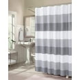 Dainty Home Textured Waffle Weave Ombre Stripe Fabric Shower Curtain